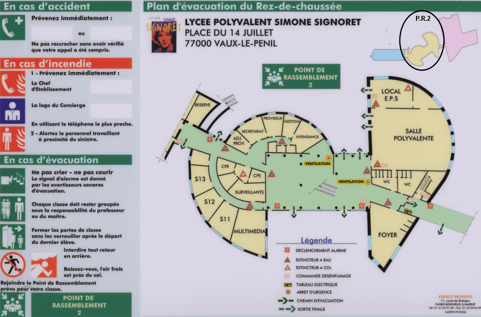 Lycée Simone Signoret - Plan de la partie centrale du lycée hall d ...